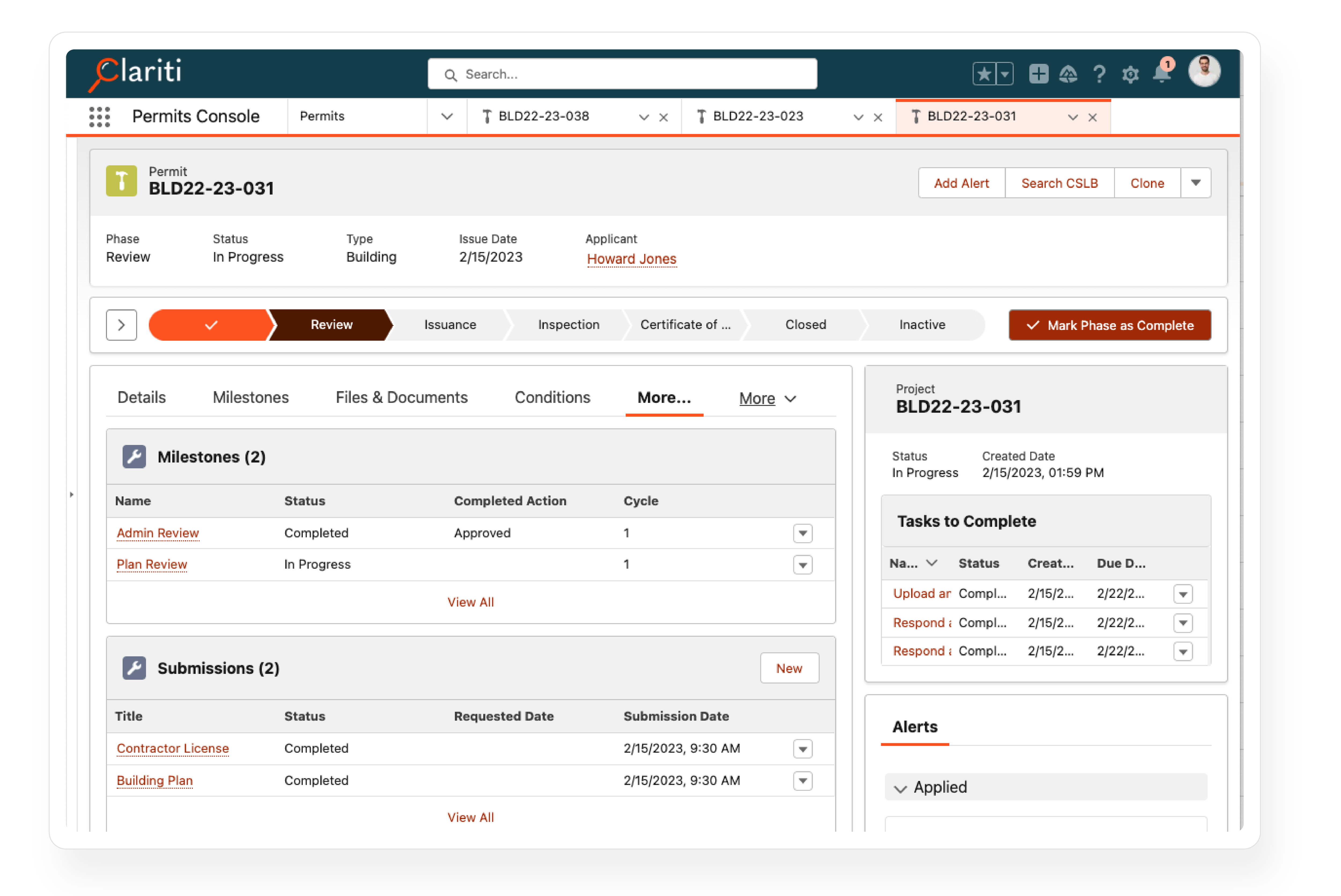 Clariti Enterprise - Permitting Console